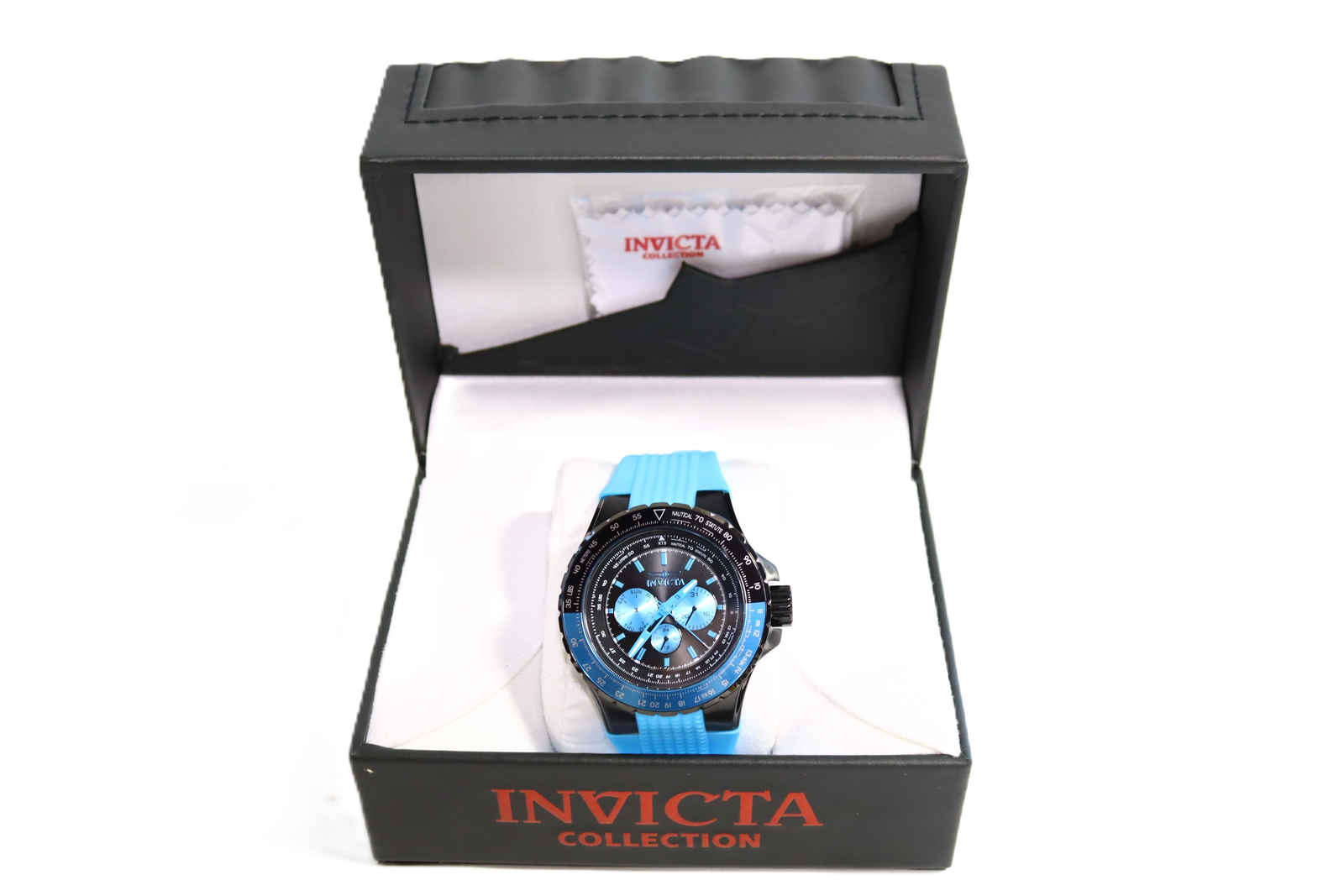 INVICTA Aviator Men 50mm Stainless Steel Black Black+Blue dial VH63 ...