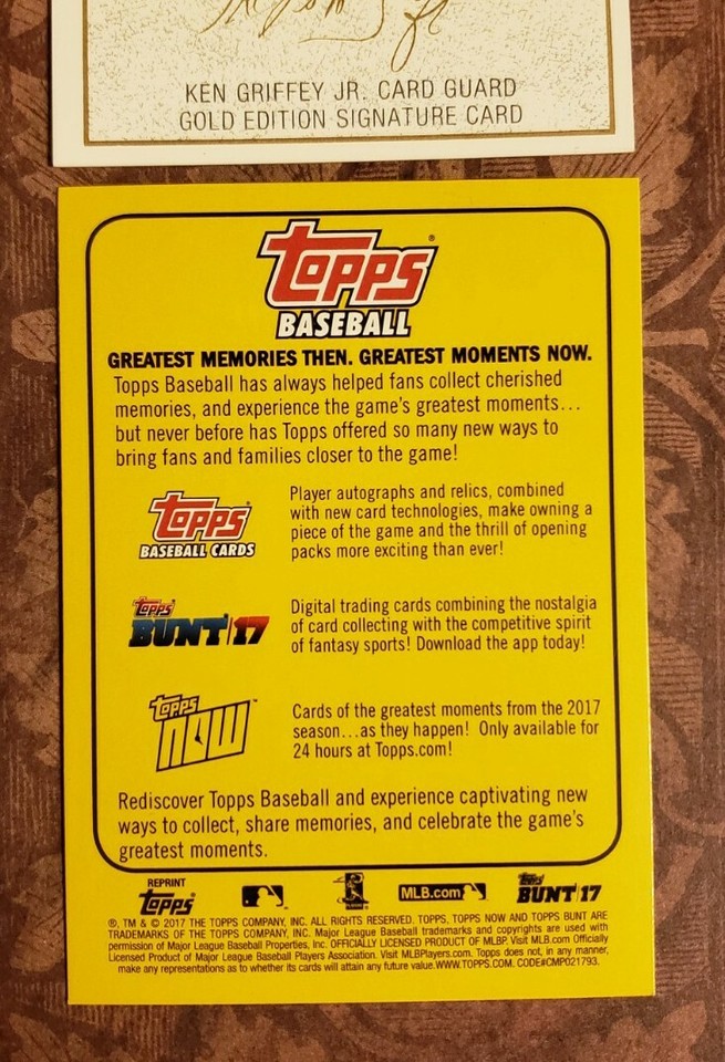 Ken Griffey Jr Lot Card Guard Gold Edition Signature Promo +Topps RC ...