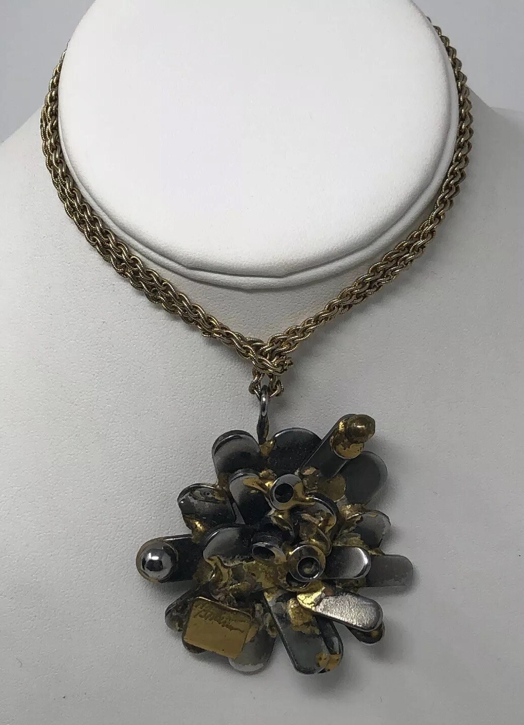 MCM 70's Mid Century Modern Richard Bitterman Brutalist Metal Pendant ...