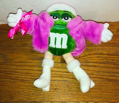 M&M's Green Girl Character Pink Fur Coat White Boots Vintage Plush Toy ...