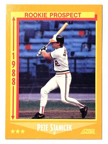 ROOKIE PROSPECT PETE STANICEK Baltimore Orioles 1988 Score Card #628 of ...