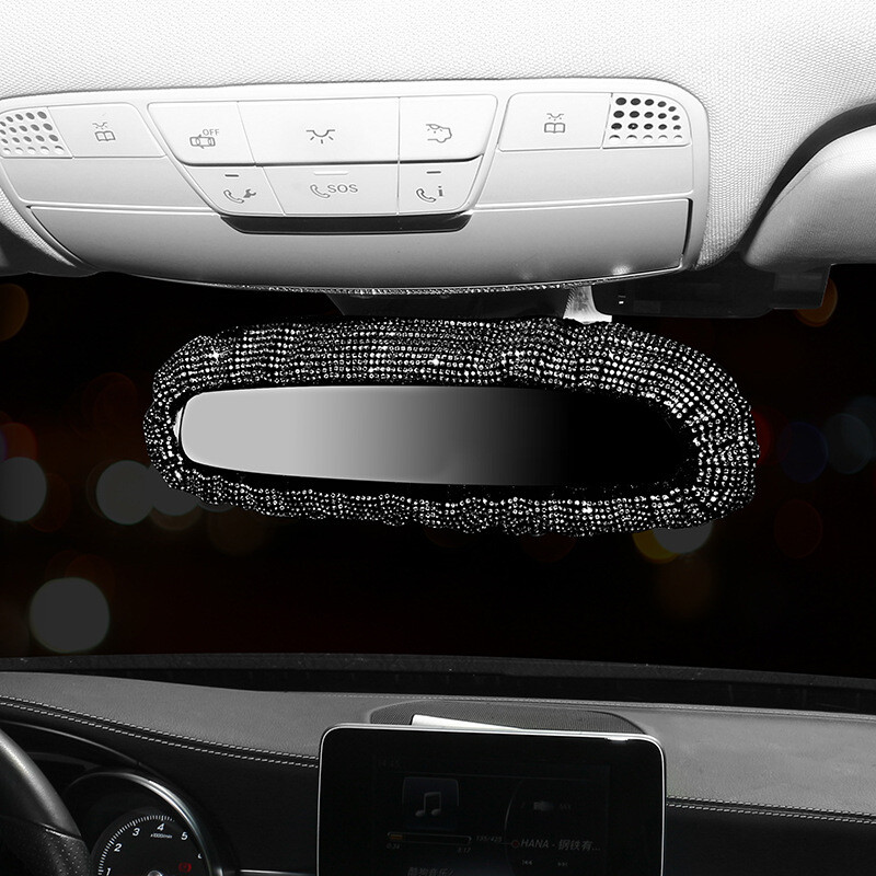 Rhinestone Car Rear View Mirror Elastic Band Cover for Car Interior ...