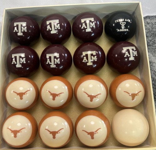 Frenzy Sports Pool Billiard Balls Set Texas A & M / UT University of ...