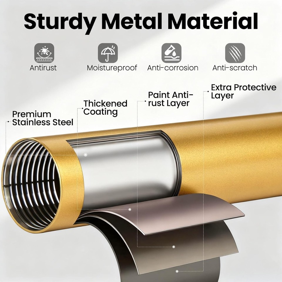 Heavy Duty Double Rail Clothes Rack with Wheels & Shelf – Gold | eBay