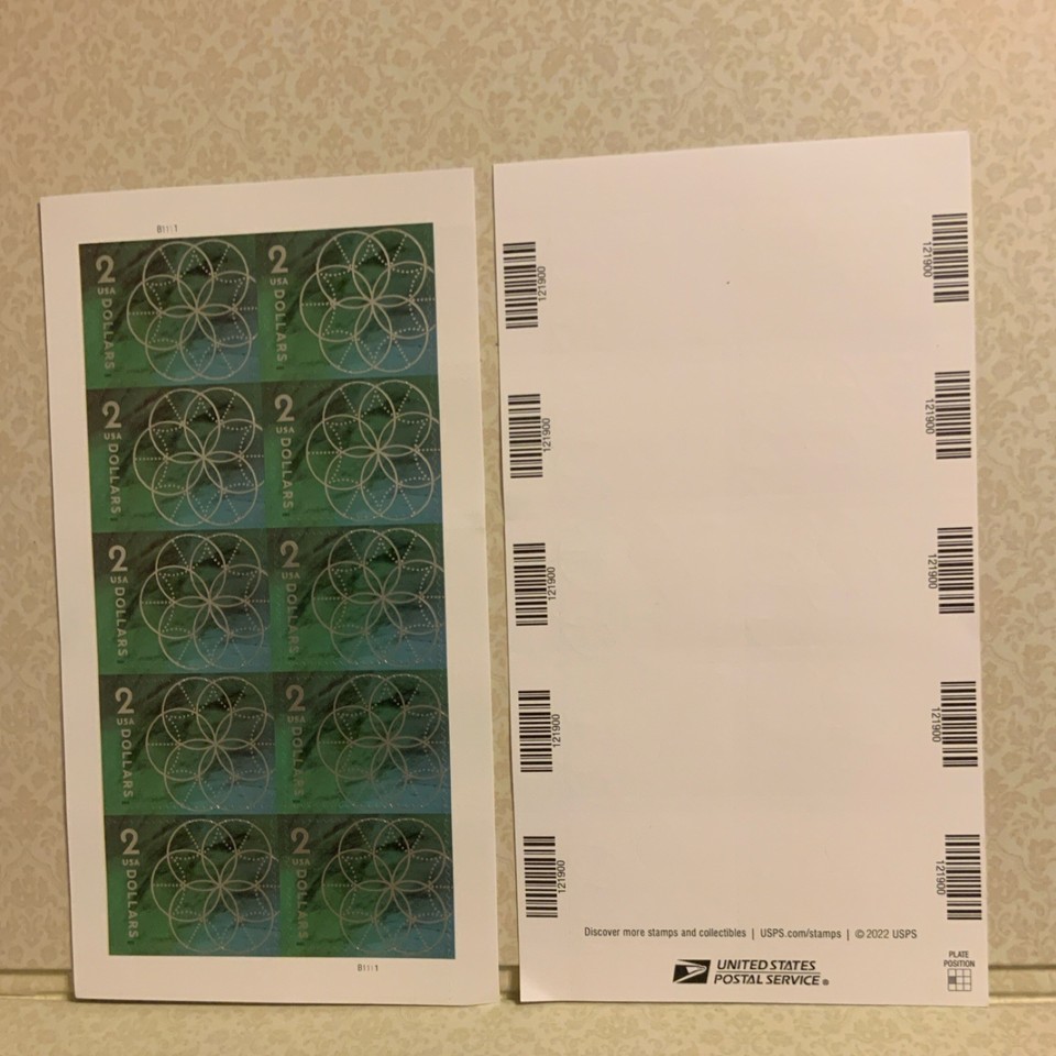 USPS $2 Geometric Design Stamp Sheet Mint NH 2022 Green Blue USA | eBay
