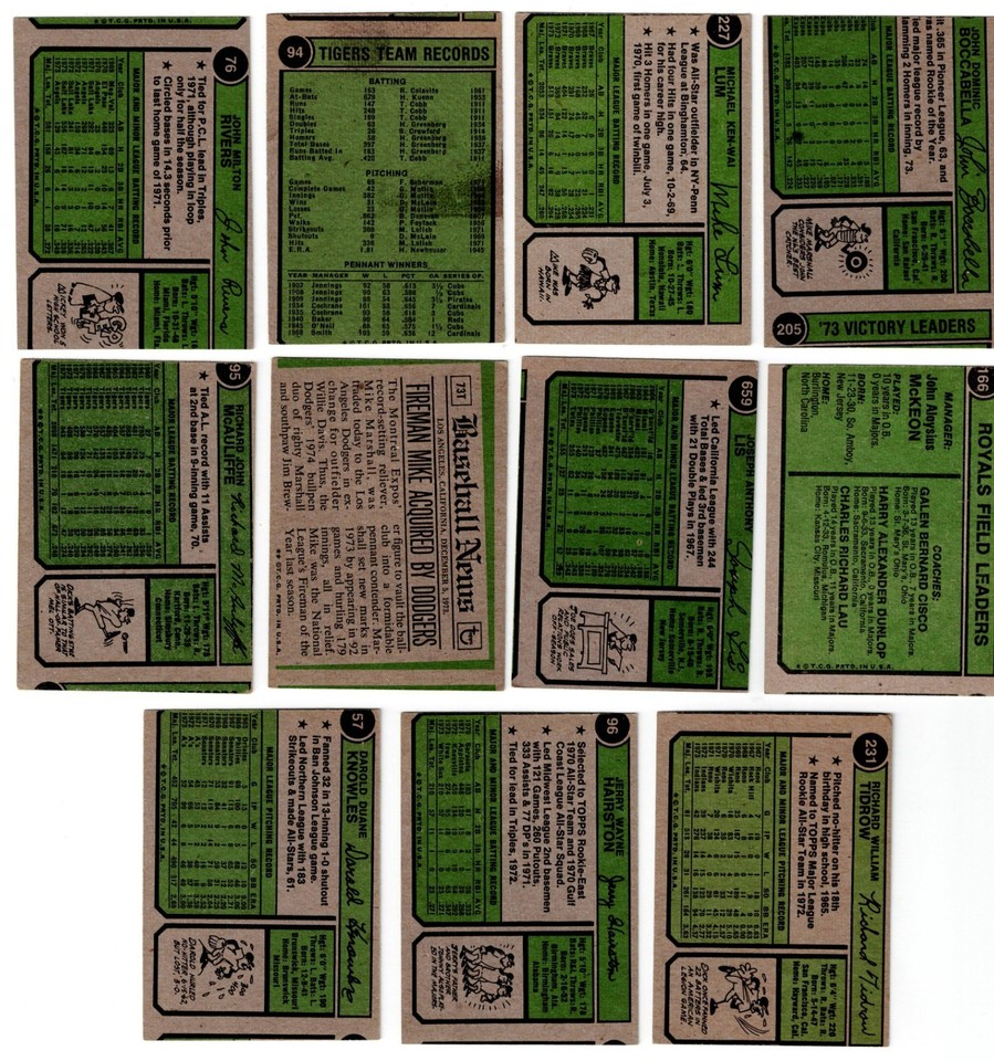 1974 Topps MISCUT 11 Card Baseball Lot | eBay