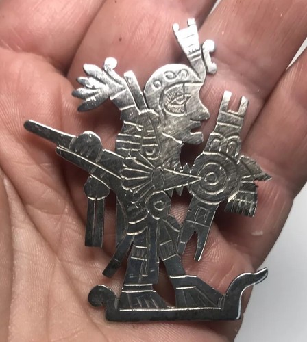 Vintage Hand Made Pin Sterling Silver Taxco Warrior Chato Castillo 9.5 ...