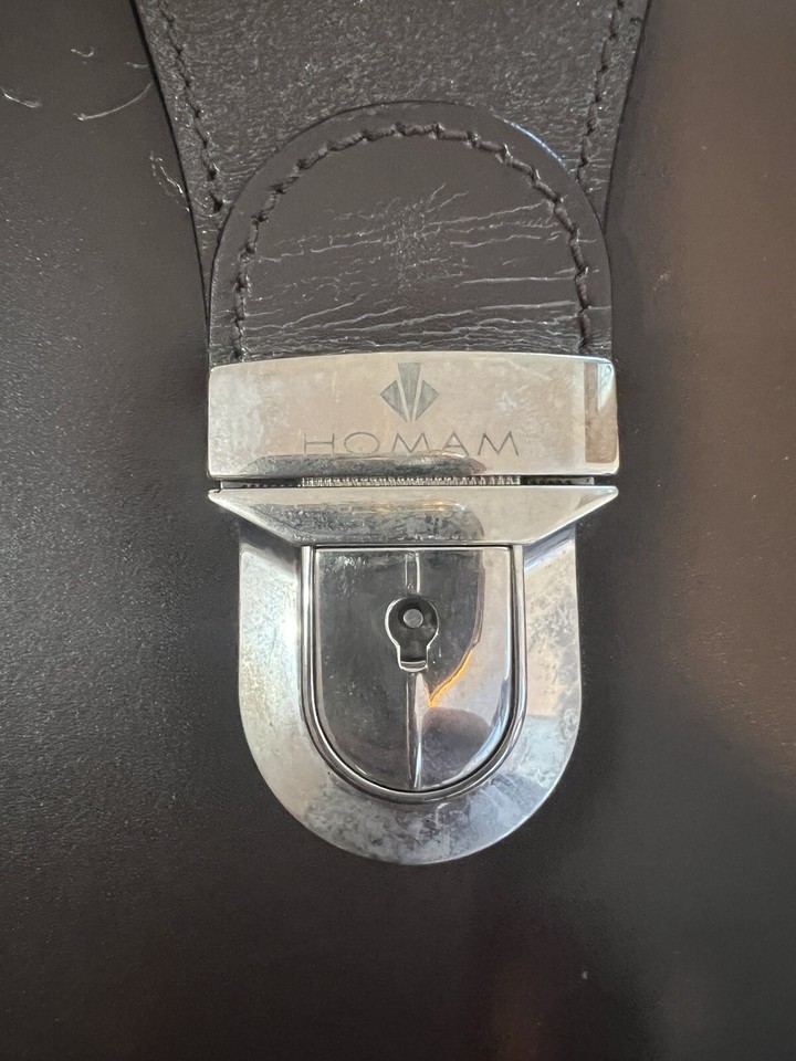 Homan Hand Made In Italy brown leather briefcase men vintage | eBay