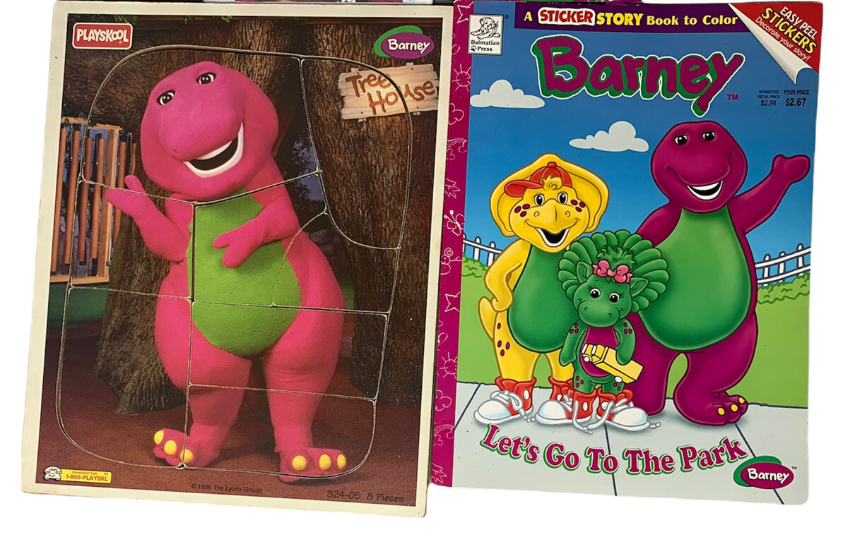Lot of Barney the Dinosaur VHS Movies Christmas DVDs Wooden Puzzle ...