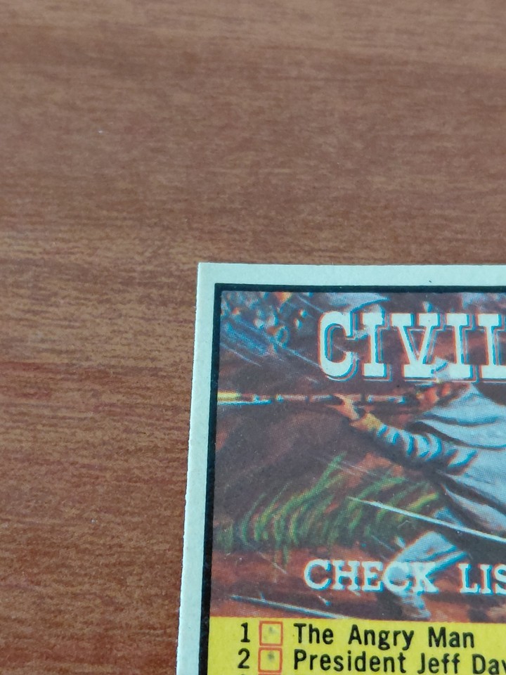 A.B.C. GUM - CIVIL WAR NEWS,VERY LIGHTLY MARKED CHECK LIST, EXCELLENT ...