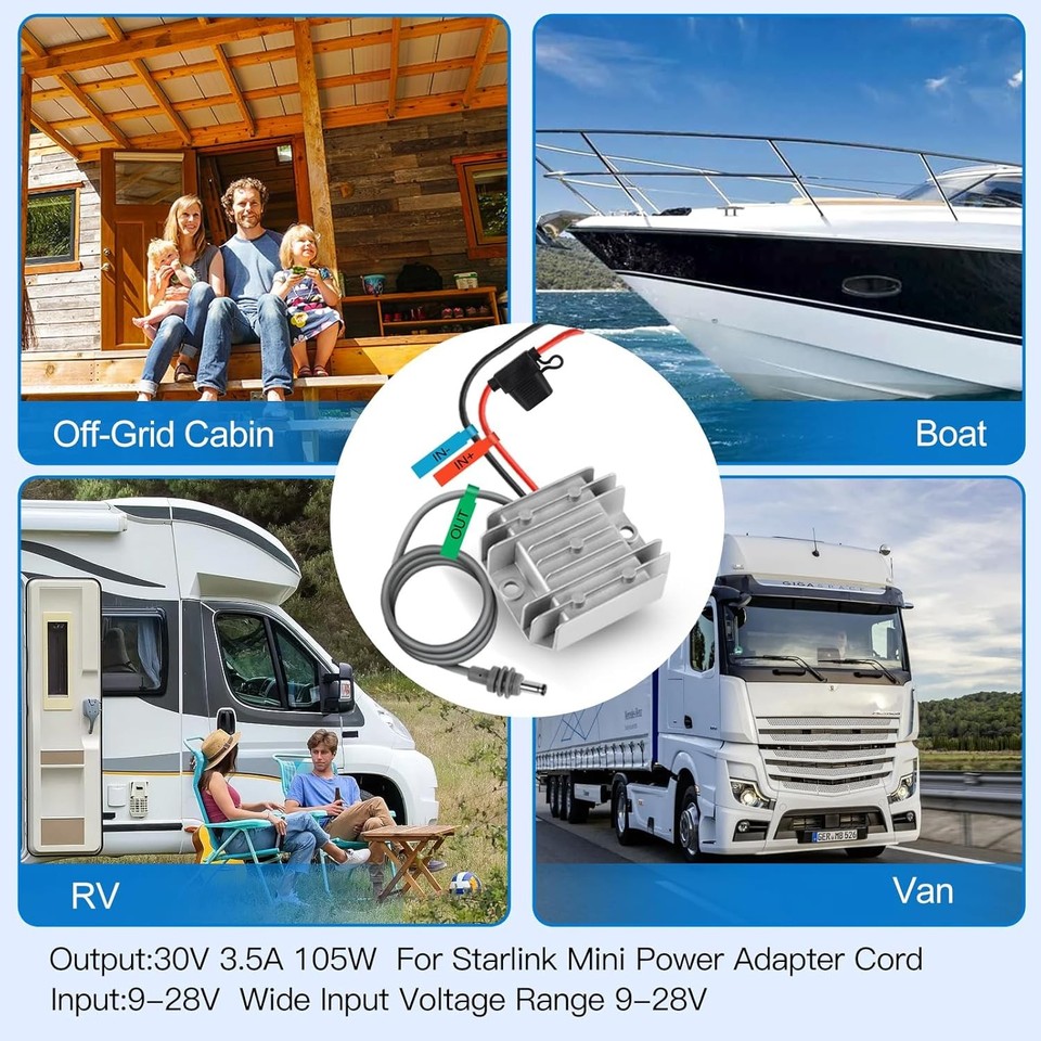 Starlink Dc Power Supply 12V/24V to 30V 3.5A Starlink Mini Power with ...