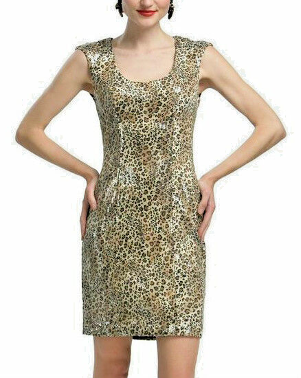 Sue Wong ~ Beige Leopard Sequin Embellished Cap Sleeve Party Sue Wong ~ Beige Leopard Sequin Embellished Cap Sleeve Party