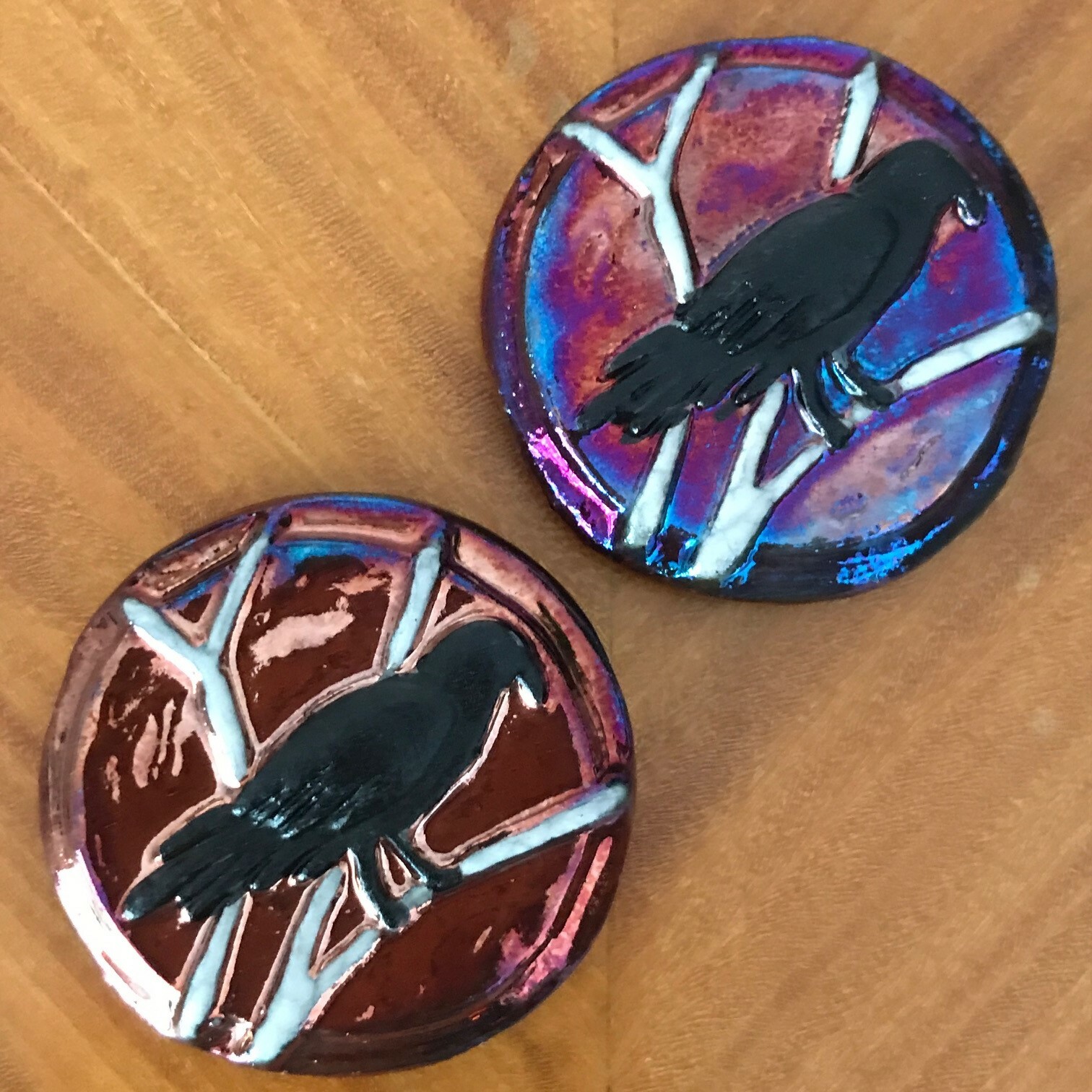 (2) Raven Medallions "I am Fearless" Raku Pottery NEW | eBay