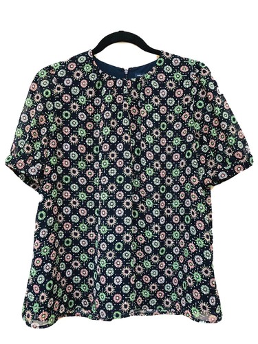 FRENCH CONNECTION Sz 8 Layered Chiffon Blouse Geometric Flower print ...