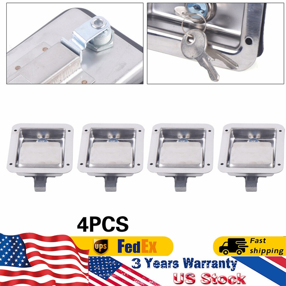 4* Paddle Door Lock Stainless Steel Latch Handle Truck Tool Box Lock ...