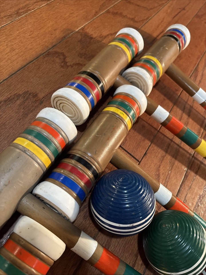 Vintage Forster Croquet SET 6 Players with 6 Mallets 9 Balls Tote Bag ...