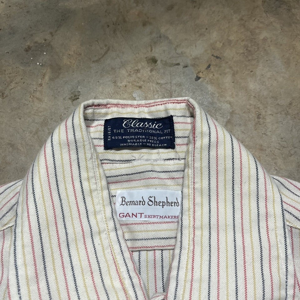 Vintage 70s Bernard Shepherd Gant White Striped Shirt 1970s True ...