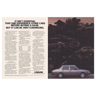 1984 Saab: Can Be Very Convincing, Junk Yard Vintage Print Ad | eBay