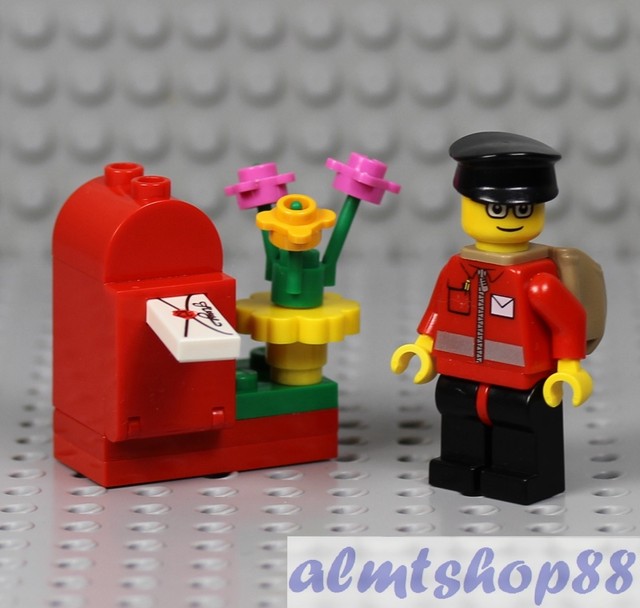LEGO - Mail Carrier Minifigure w/ Mailbox Envelope Post Office Delivery ...