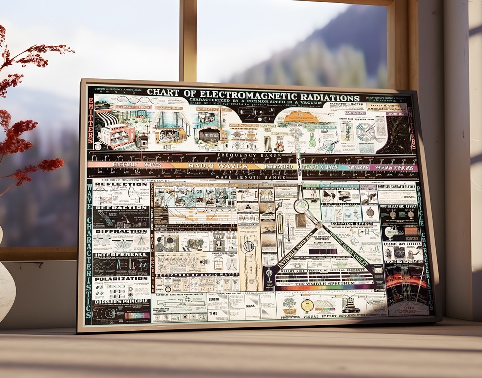 Chart of Electromagnetic Radiations - Science Teacher Gift Poster Info ...