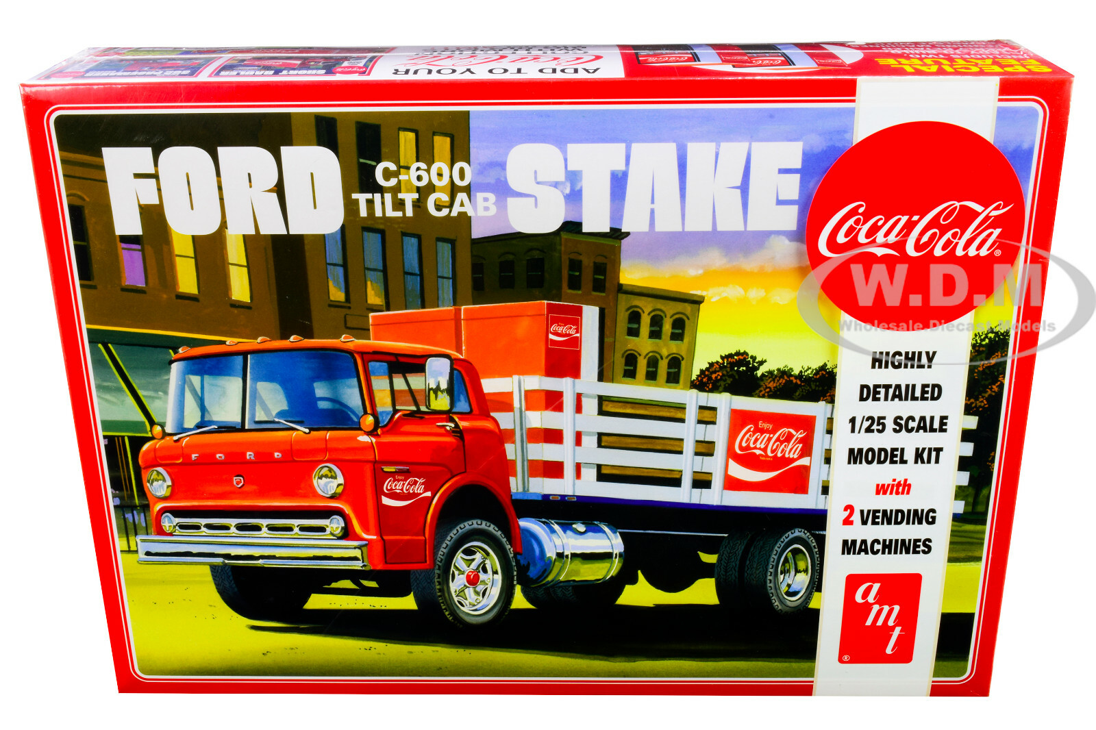 Skill 3 Model Kit Ford C600 Stake Bed & 2 Coca-cola Machines 1/25 by ...