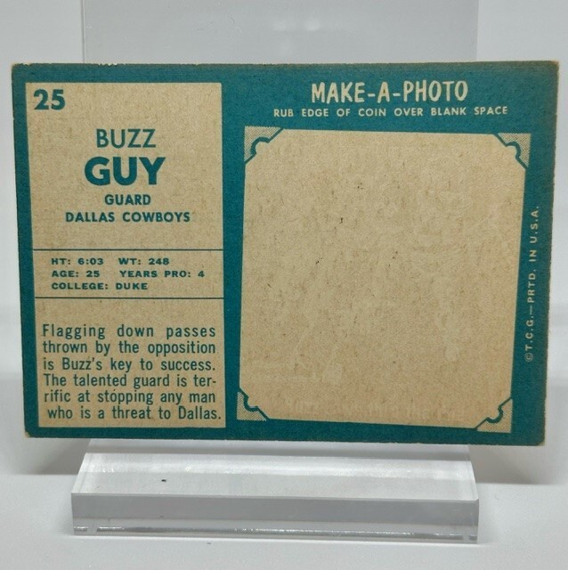 1961 Topps Football Card #25 Buzz Guy-Dallas Cowboys. | eBay