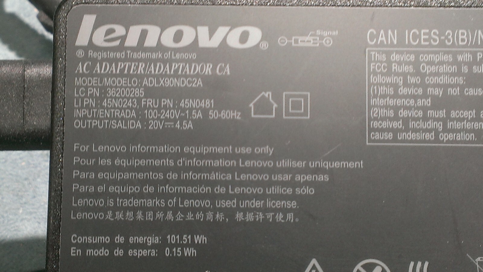 Lot of 10 Lenovo 90 Watt 20v 4.5a Adapter ADLX90NLC2A Yellow Square ...