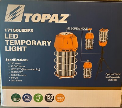 LOT OF 3 - TOPAZ 17150LEDP3 LED Temporary Light 150W/5000K | eBay