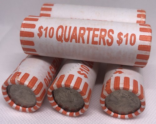 One Roll of Quarter Coins From Unsearched Circulated Sealed Bank Box ...
