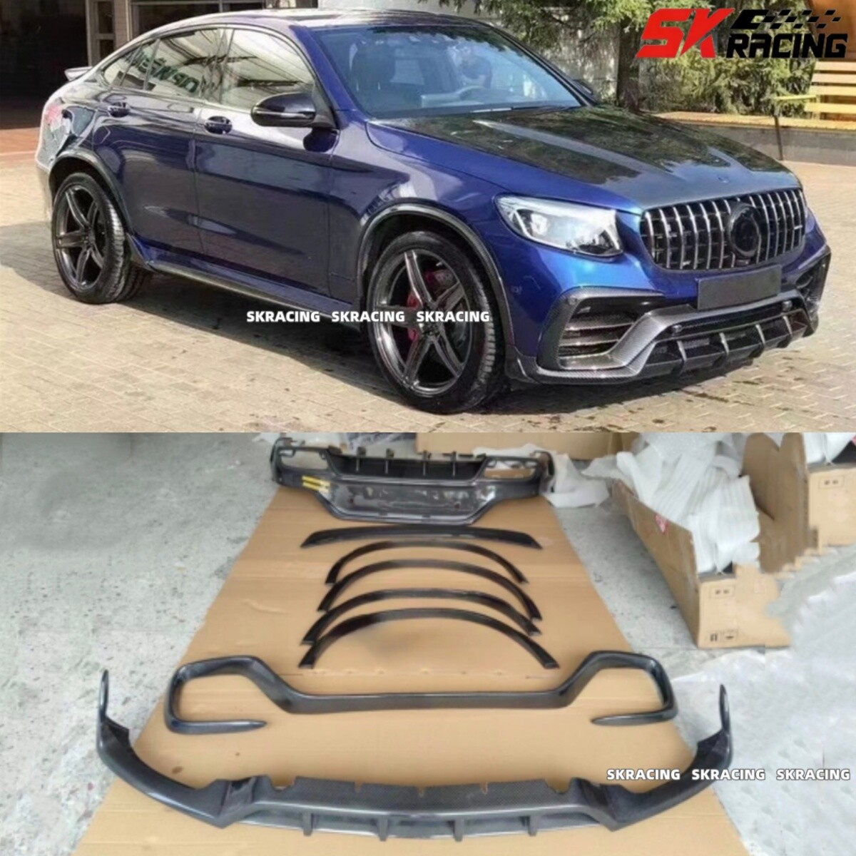 For Mercedes Benz AMG GLC63 Coupe 63S Carbon Front Lip+Rear Diffuser ...