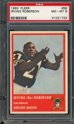 1963 Fleer Football #58 Irving Bo Roberson Raiders PSA 8 NM-MT LOOK! | eBay