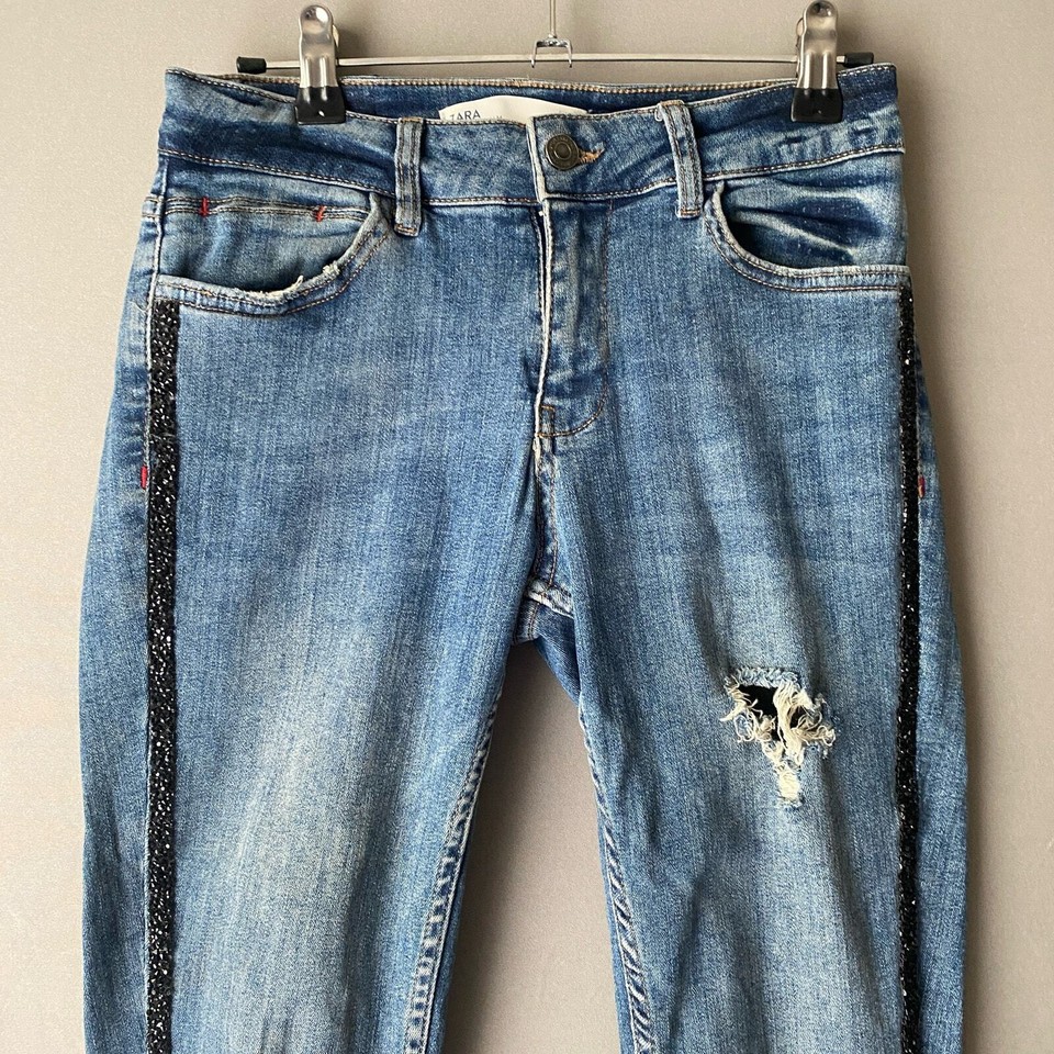 Zara sz 4 blue Z1975 distressed jeans | eBay