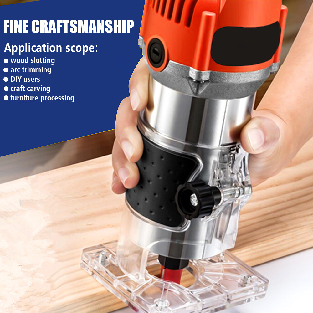 800W 1/4" Electric Hand Trimmer Palm Router Woodworking Laminate Wood ...