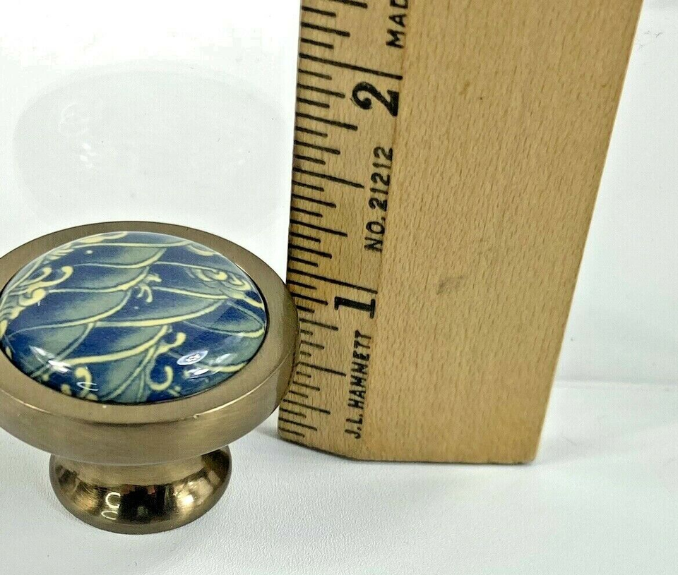 Knob & Handle Drawer Cabinet Hardware Blue and Cream Waves Bronze tone ...