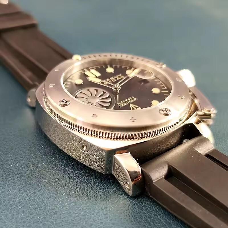 Black 44mm seagull ST25 movement military luxury homage analog date ...