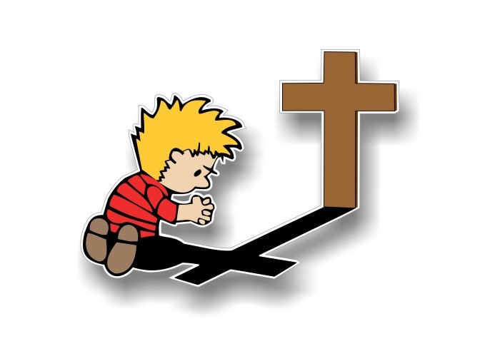 PRAYING CALVIN 7" Decal Jesus Religious Prayer Christian Pray RIP Vinyl ...