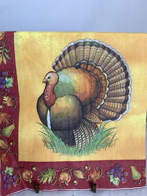 8 THANKSGIVING “TURKEY SPLENDOR” LUNCHEON NAPKINS 6 1/2” X 6 1/2" | eBay
