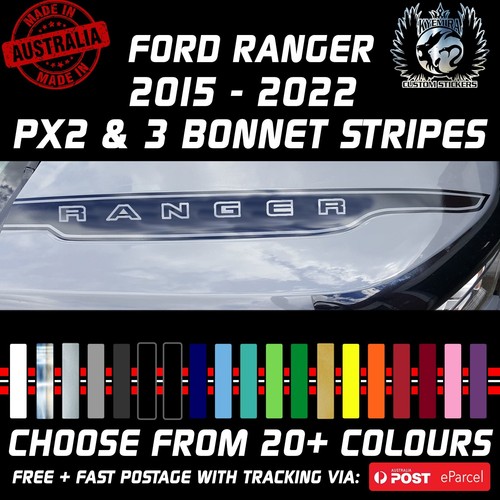 PAIR Ford Ranger 2015-2022 PX2 & PX3 RANGER BONNET STRIPES STICKERS ...