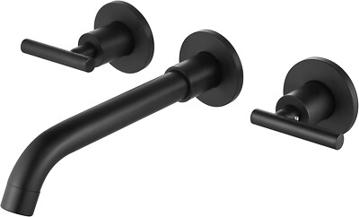 Airuida Bathroom Wall Mount Dual Handle Lavatory Faucet Matte black | eBay