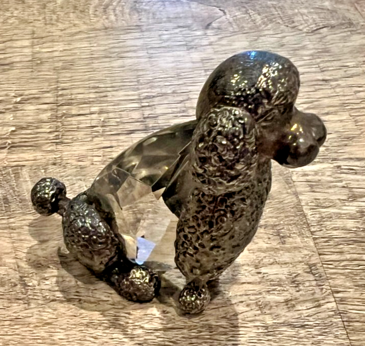 Vintage Pewter And Glass Crystal Poodle Dog Miniature Figurine 3" | eBay