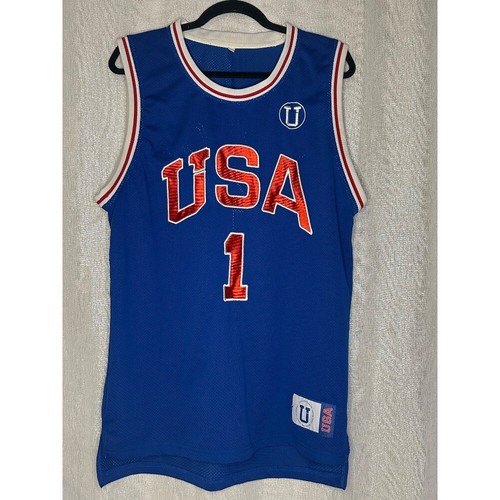 Vintage Uptop USA Basketball Jersey #1 Blue Red White Trim Medium | eBay