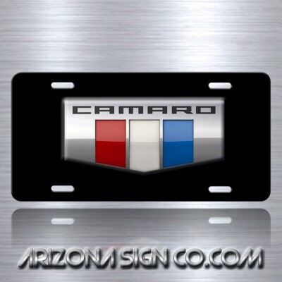 Chevrolet Chevy Camaro Logo Black Vanity Aluminum License Plate Tag New ...
