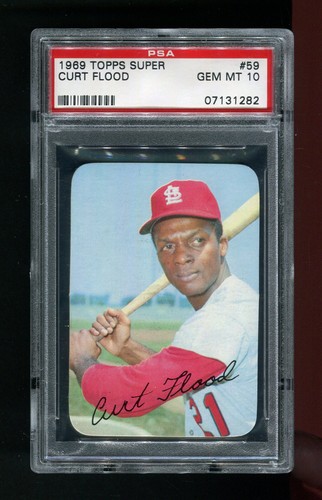 CURT FLOOD 1969 TOPPS SUPER #59 - PSA 10 GEM MINT - ST. LOUIS CARDINALS ...