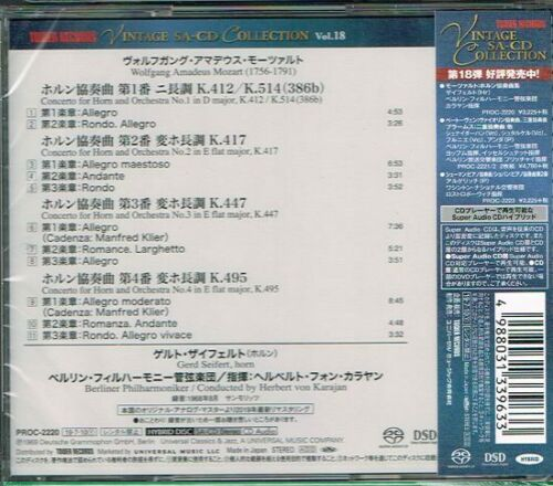 Mozart Horn Concertos Gerd Seifert Karajan Japan SACD Tower Record New ...
