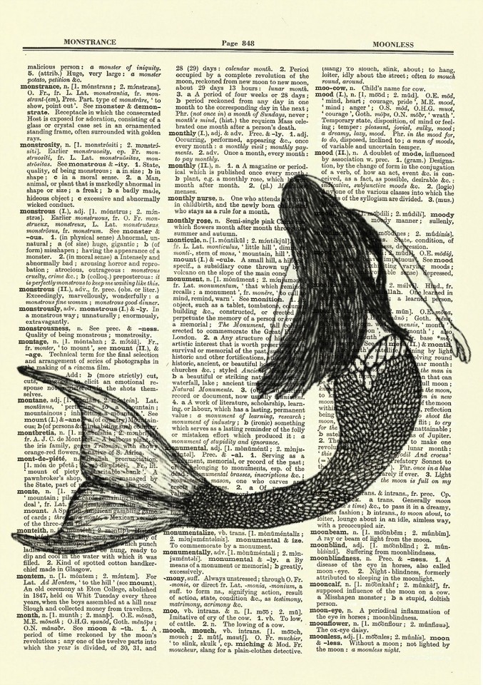 Mermaid Dictionary Art Print Picture Book Nautical Ocean Under Water ...