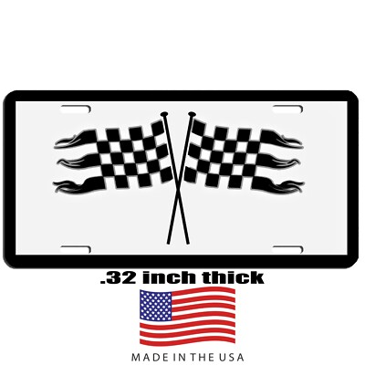 Checkered racing flags aluminum license plate car truck SUV tag black and white | eBay