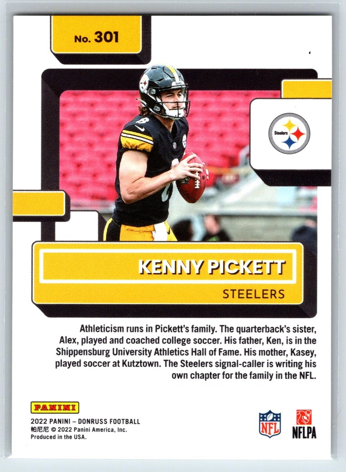 Kenny Pickett 2022 Donruss Rated Rookies Premium RC #301 Gold Holo Foil ...