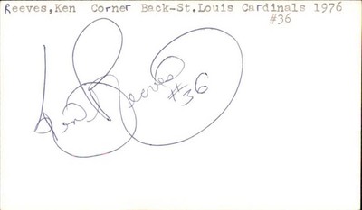 Ken Reeves Signed 3x5 Index Card Cut Eagles Browns Autograph Den | eBay