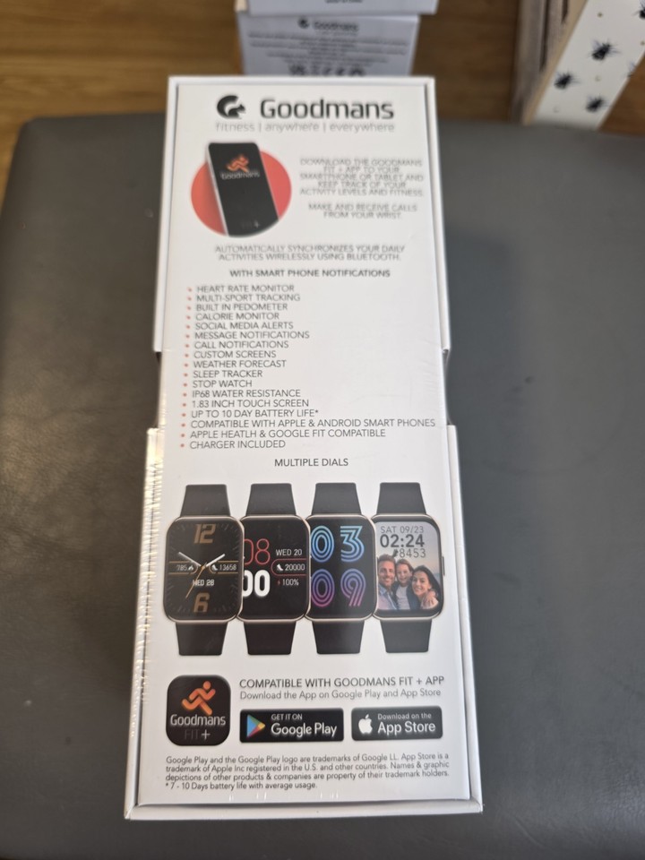 Goodmans Active + Fitness Tracker + More Smart Watch BLACK | eBay UK