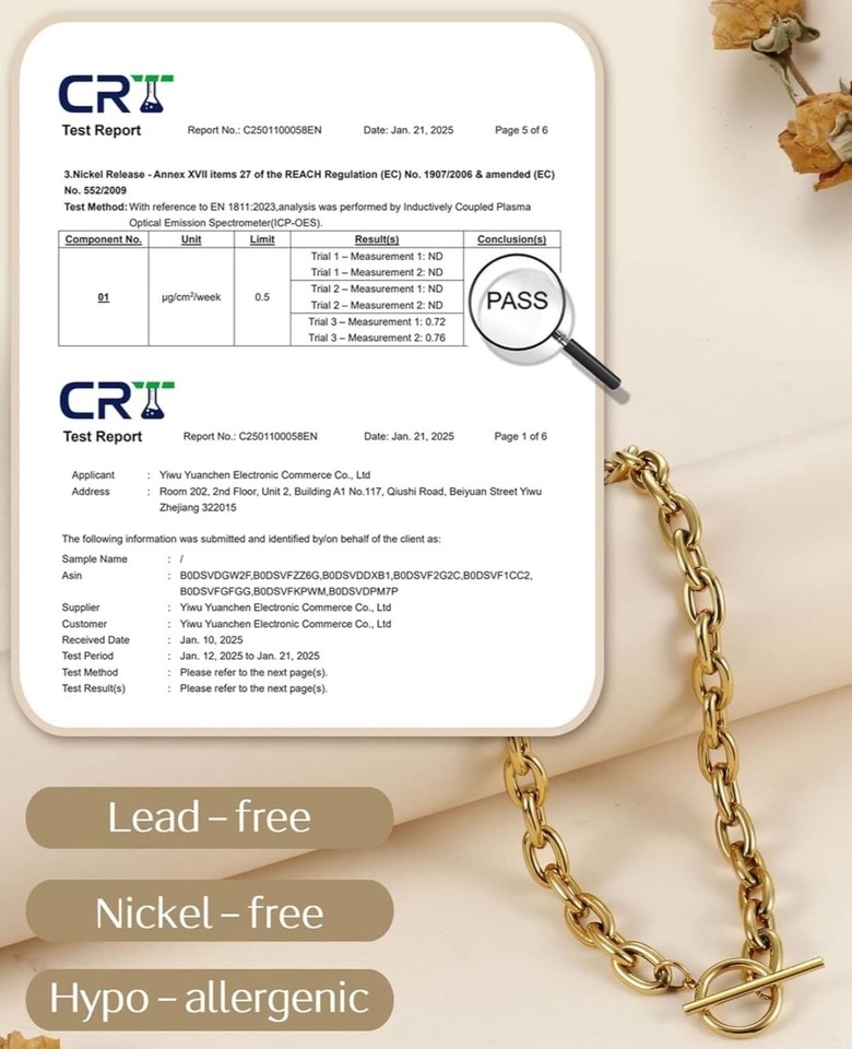 18k Gold Plated Stainless Steel Chic Gold Chain Necklace with Toggle ...